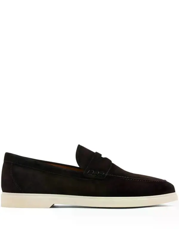 Magnanni Tonal-stitching Leather Loafers - Brown