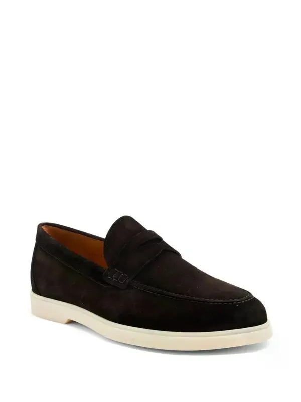 Magnanni Tonal-stitching Leather Loafers - Brown