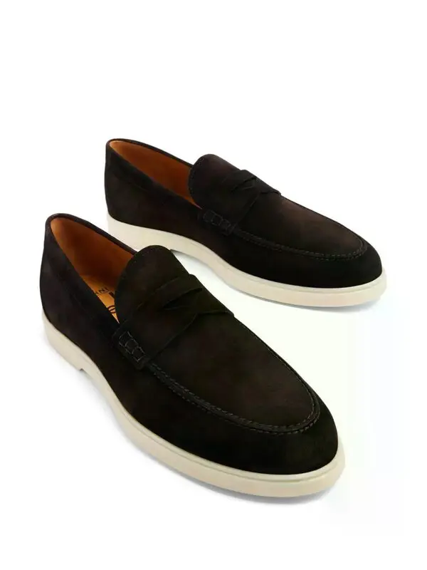 Magnanni Tonal-stitching Leather Loafers - Brown