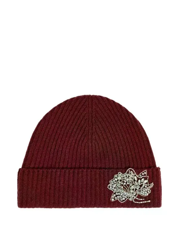 Erdem Crystal-embellished Ribbed Beanie - Red
