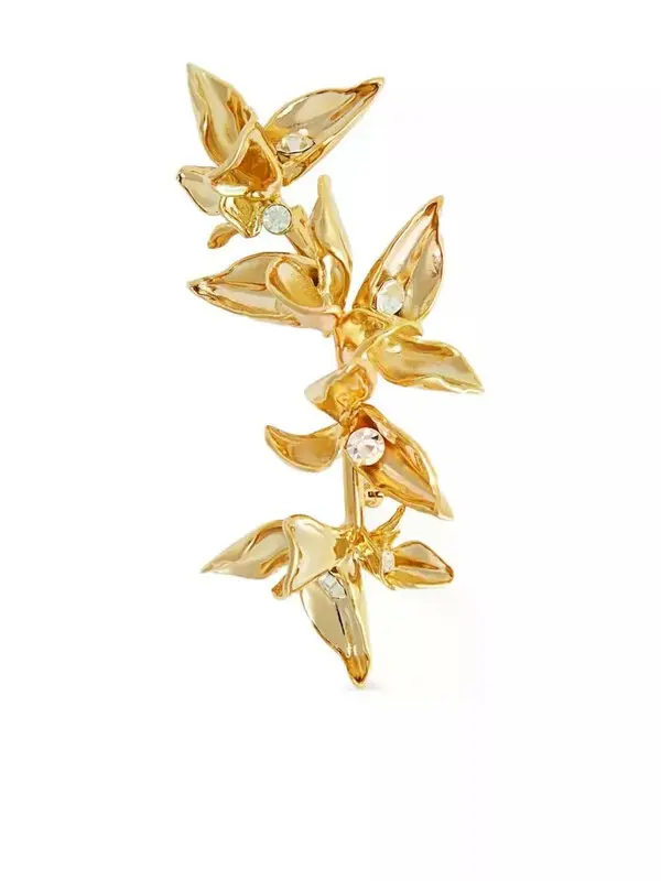 Erdem Crystal-embellished Flower Brooch - Gold