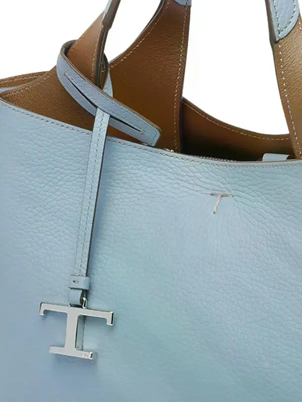 TOD'S T-logo Leather Tote Bag - Blue