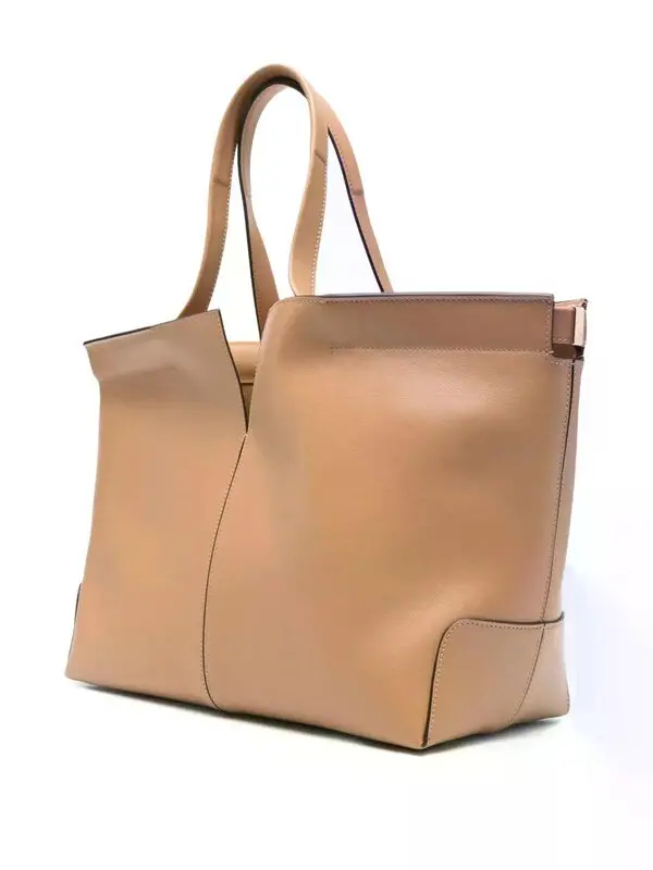 TOD'S Leather Tote With Pouch - Neutrals