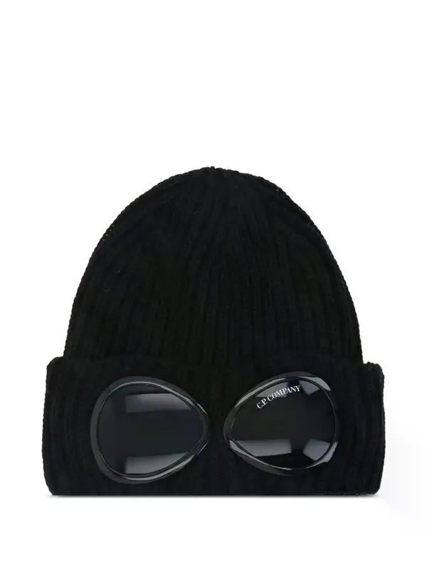 C.P. COMPANY Goggle-lens Ribbed Beanie - Black