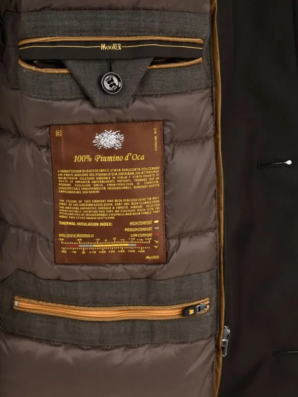 MOORER Coat With Removable Hood - Deep Brown