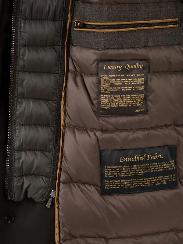MOORER Coat With Removable Hood - Deep Brown