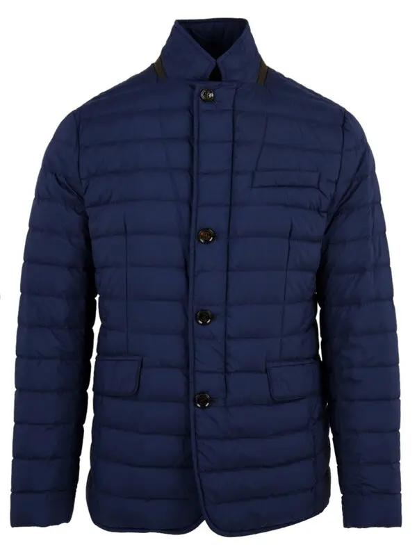 MOORER Quilted Down Jacket With Leather Detail