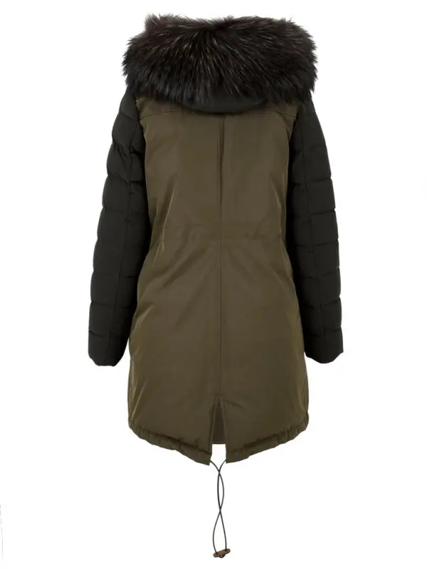 MOORER Quilted Coat With Fur Detail