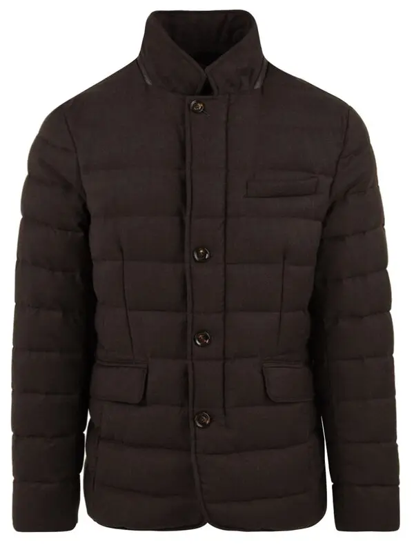 MOORER Button Detailed Down Jacket - Brown