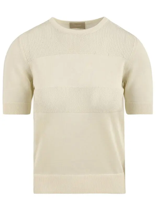 DRUMOHR Crew Neck Mesh Sweater - Latte