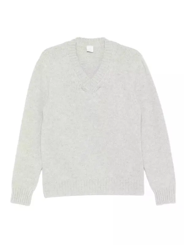 Eleventy V-neck Wool Sweater - Grey