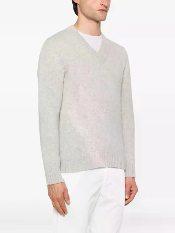 Eleventy V-neck Wool Sweater - Grey