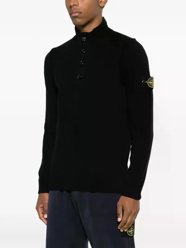 Stone Island High-neck Button Wool Sweater