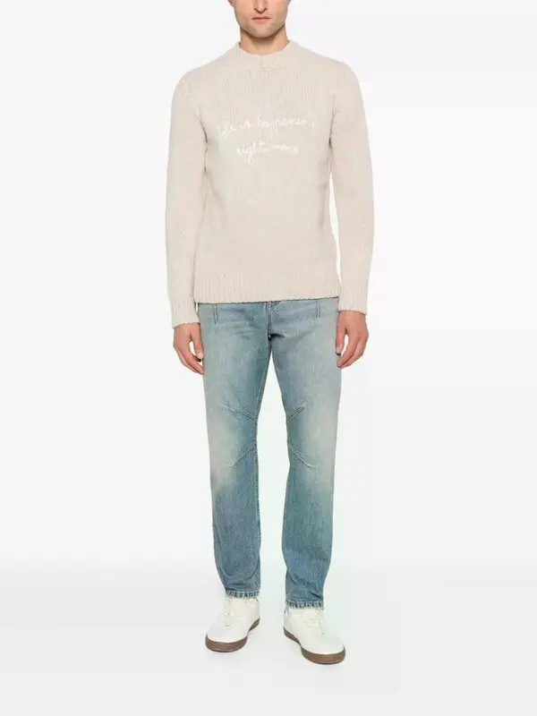 Eleventy Embroidered Crew-neck Sweater