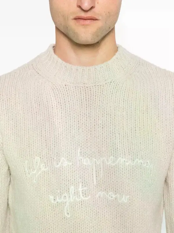 Eleventy Embroidered Crew-neck Sweater