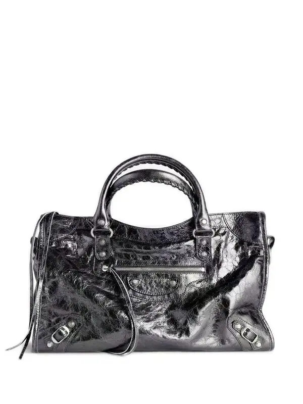 Balenciaga Neo Cagole Leather Shoulder Bag - Grey
