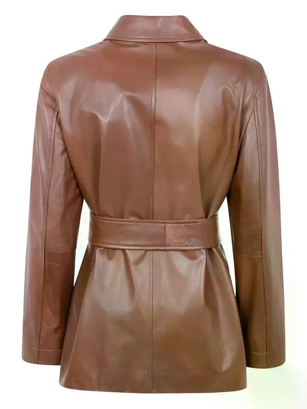 Max Mara Belted Single-breasted Leather Jacket