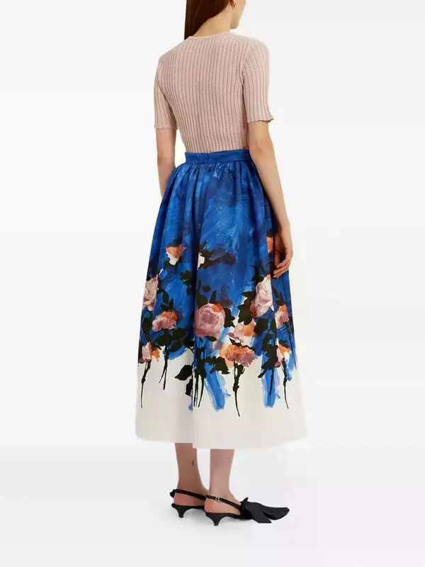 Erdem Floral Gathered Midi Skirt