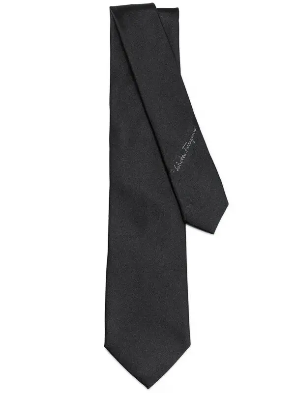 FERRAGAMO Patterned Jacquard Silk Tie - Black
