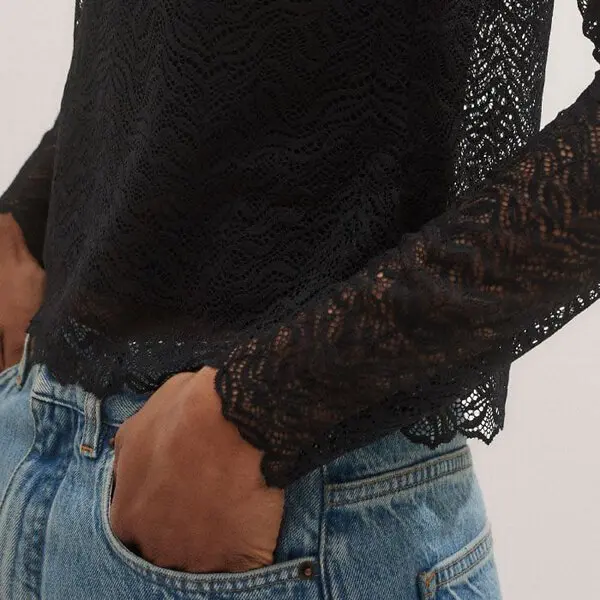 ME+EM Lace Crewneck Top