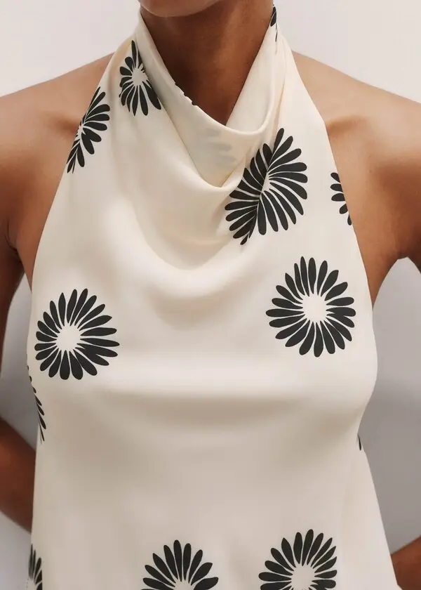 ME+EM Silk Daisy Print Halterneck Top