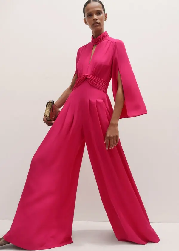 ME+EM Silk Wide-leg Jumpsuit - Hibiscus Pink