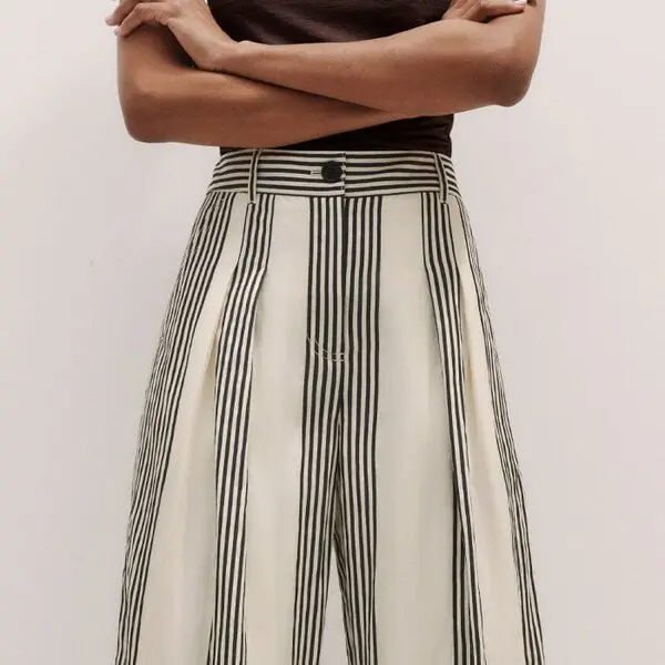 ME+EM Striped Wide-leg Trousers