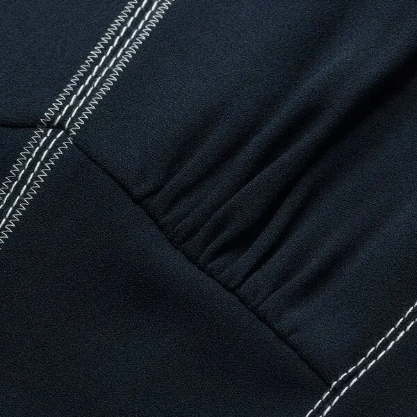 ME+EM Contrast Stitch Crepe Midi Dress - Navy
