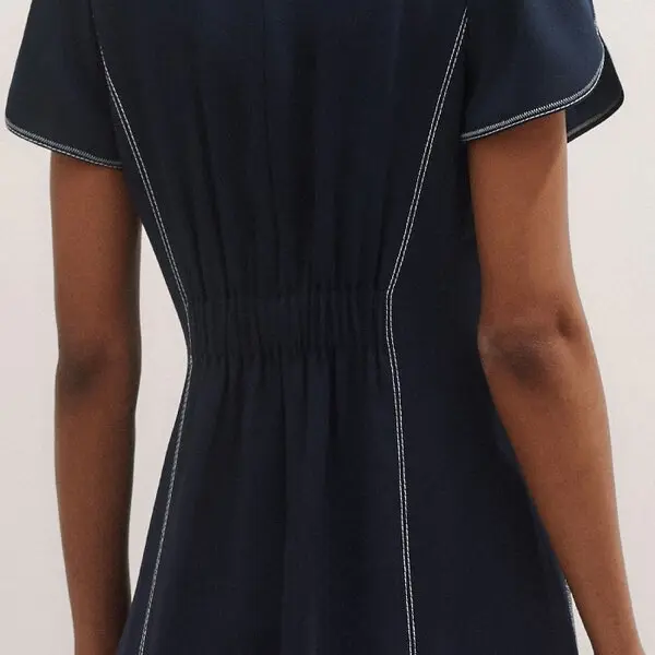 me and em contrast stitch midi dress ME+EM Contrast Stitch Crepe Midi Dress