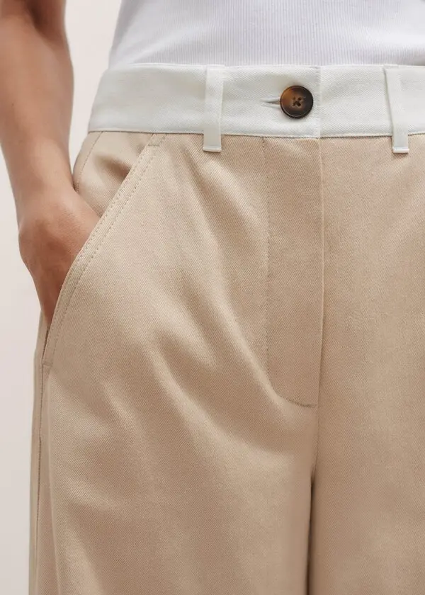 ME+EM Contrast Waist Tapered Chino