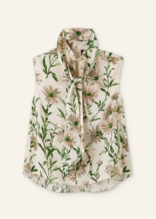 ME+EM Silk Satin Daisy Print Top