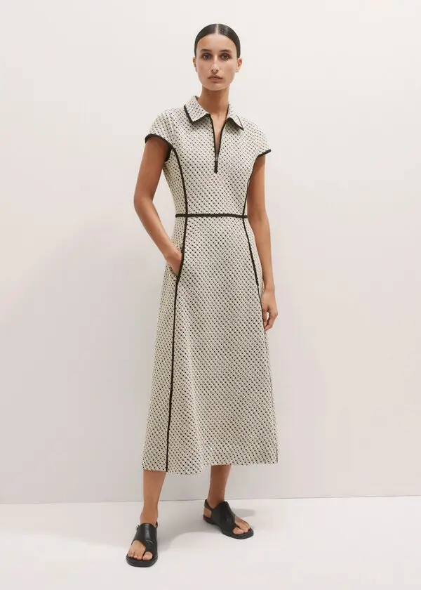 Me+em Jacquard Fit and Flare Midi Dress - Black/Cream