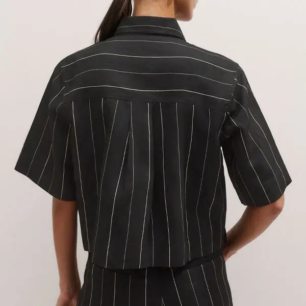 ME+EM Fluid Crop Pinstripe Shirt
