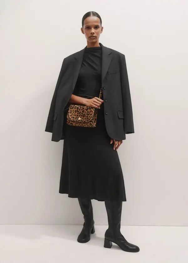 Me+Em Crepe Jersey High Neck Midi Dress In Black - 50% Off | Editorialist