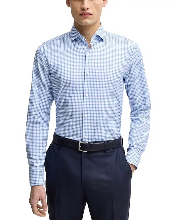 BOSS Hank Slim Fit Check Dress Shirt - Light Pastel Blue