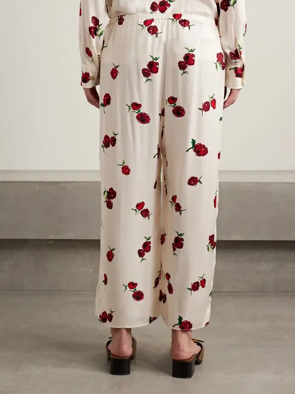 Khaite Mindy Printed Twill Wide-leg Pants - Neutrals