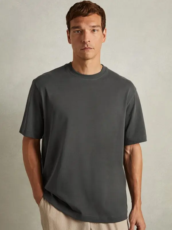REISS Tate Cotton Garment-dyed Relaxed-fit T-shirt - Washed Black