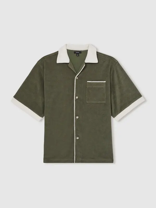 REISS Micah Towelling Contrast-trim Shirt