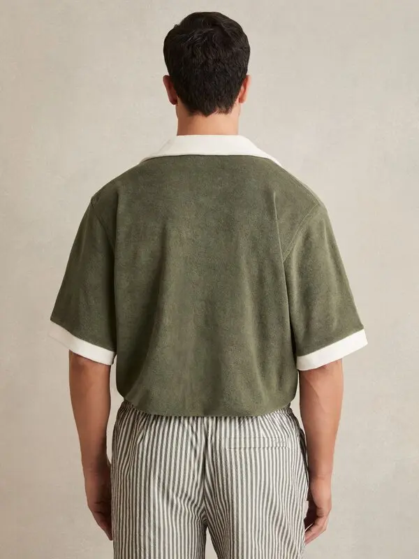 REISS Micah Towelling Contrast-trim Shirt
