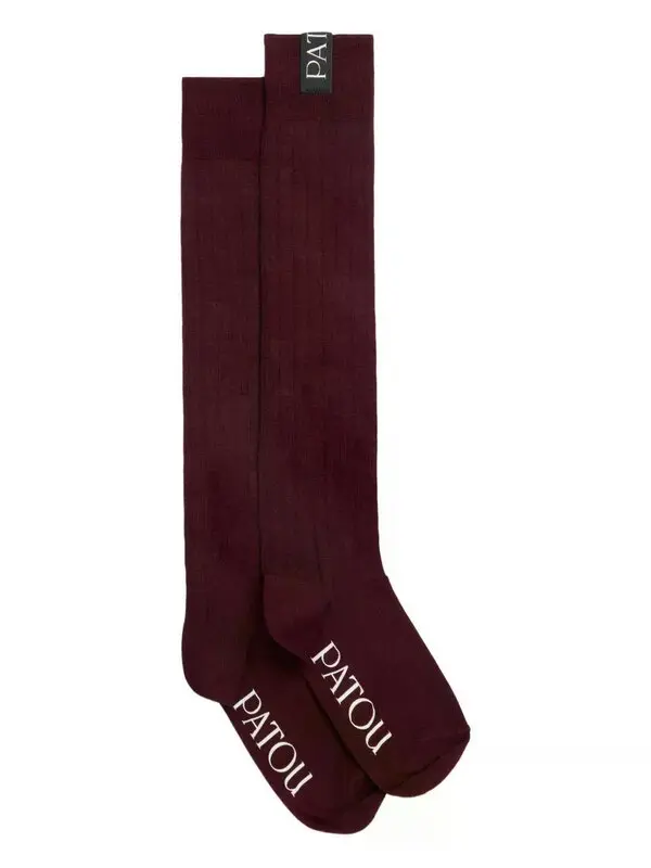Patou Ribbed Knee-high Socks - Red