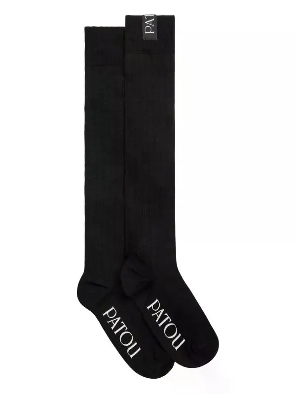Patou Ribbed Knee-high Socks - Black