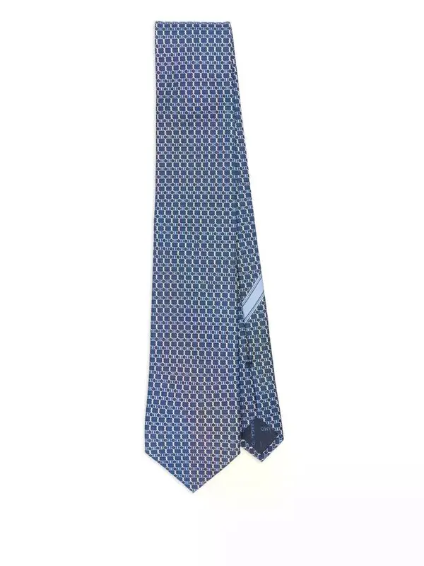 FERRAGAMO Geometric-pattern Silk Tie - Black