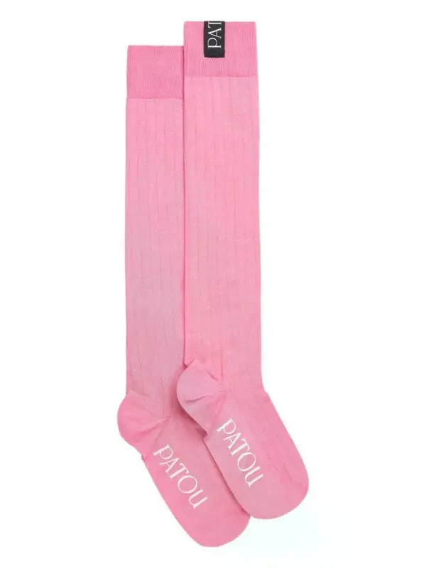 Patou Ribbed Knee-high Socks - Pink