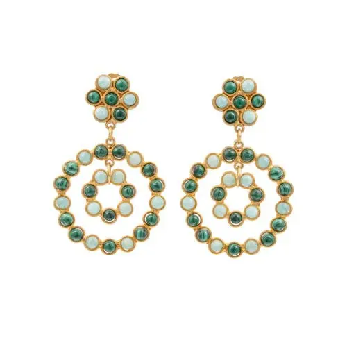 Sylvia Toledano Happy Flower Clip Earrings - Malachite
