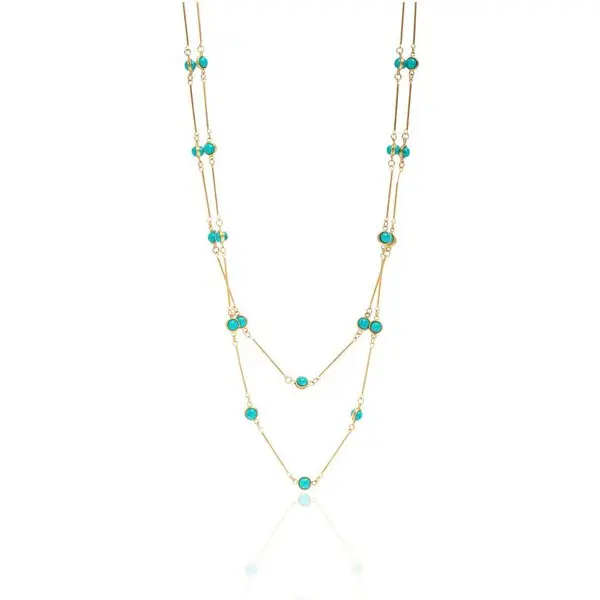 Sylvia Toledano Gold Plated Brass "candies" Layered Necklace With -stone Bezel Setting - Blue