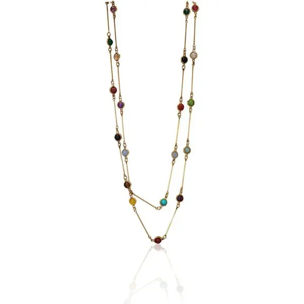 Sylvia Toledano Gold Plated Brass "candies" Layered Necklace With -stone Bezel Setting - Multi