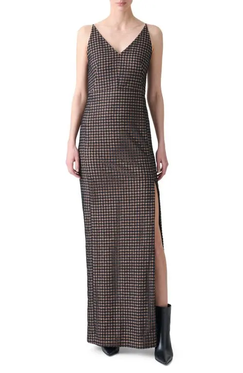 Akris Flower Grid Embroidered Tulle Column Gown