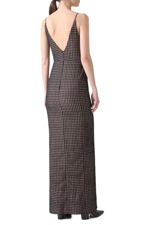 Akris Flower Grid Embroidered Tulle Column Gown