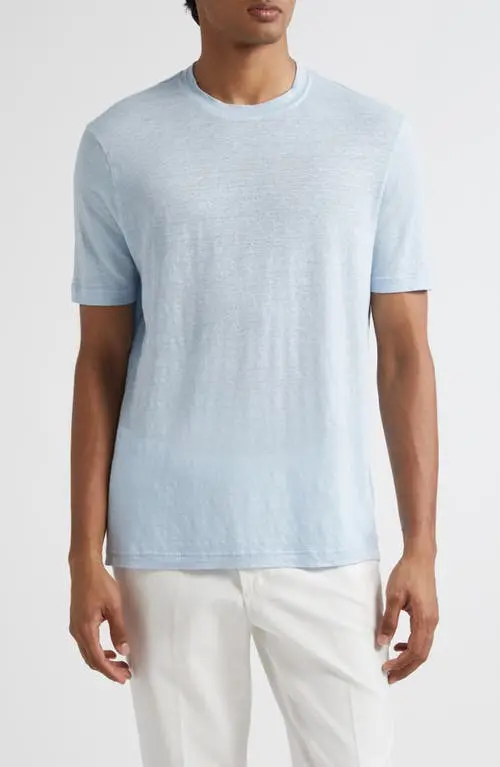 Thom Sweeney Linen Stretch Jersey T-shirt - Sky Blue