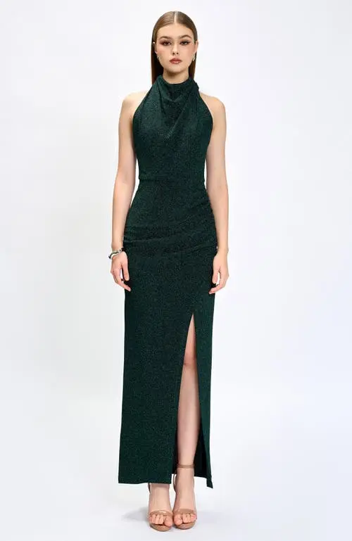 BARIANO Allie High Neck Cowl Maxi Gown - Emerald